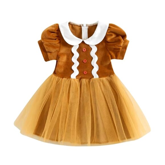 Dresses | Christmas Gingerbread Man Girls Short Sleeve Tutu Dress ...